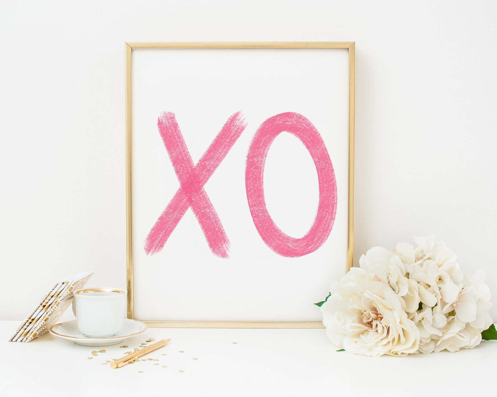 XO Printable Wall Art, Hugs and Kisses Valentine Printable Kids Room ...