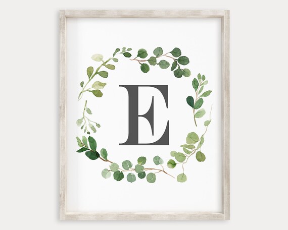 Gray Letter E Monogram Printable Wall Art Watercolor Monogram - Etsy