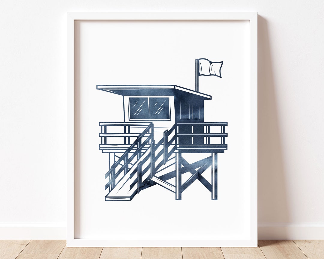 Watercolor Surf Nursery Printable Wall Art, Lifeguard Stand Print, Baby ...