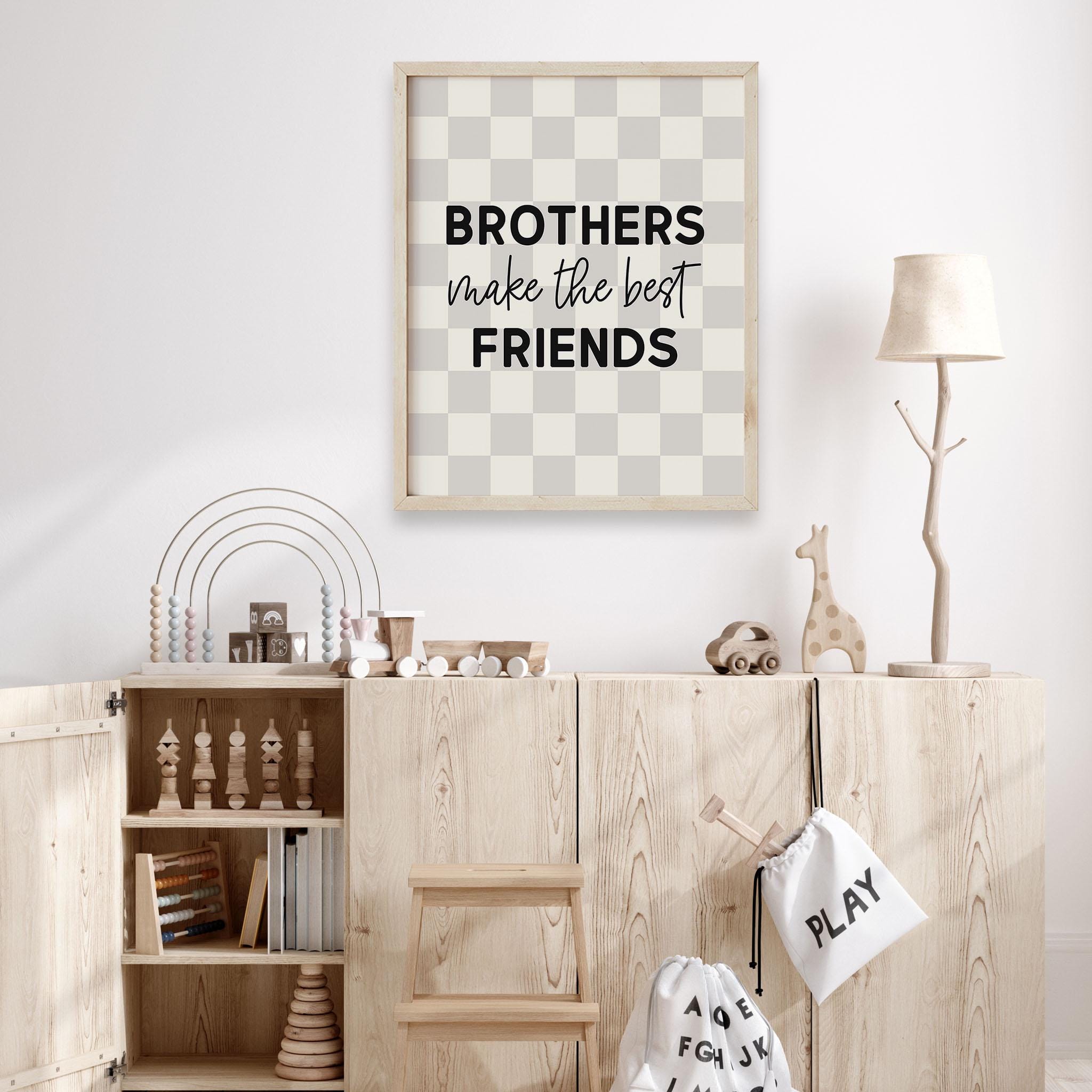 Brothers Make the Best Friends Printable Wall Art, Greige Retro ...