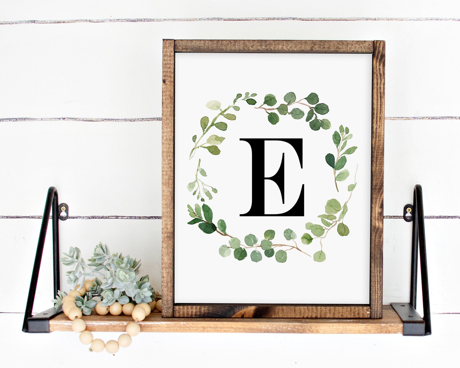 Letter E Monogram Printable Wall Art Watercolor Monogram Wall | Etsy