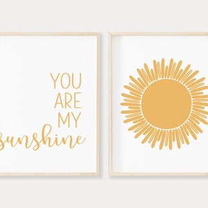 Yellow Sun and You Are My Sunshine Wall Art Printable, Boho Sunshine ...