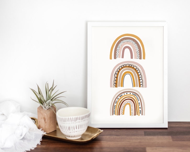 Earth Tone Rainbow Printable Wall Art Earth Tones Printable | Etsy