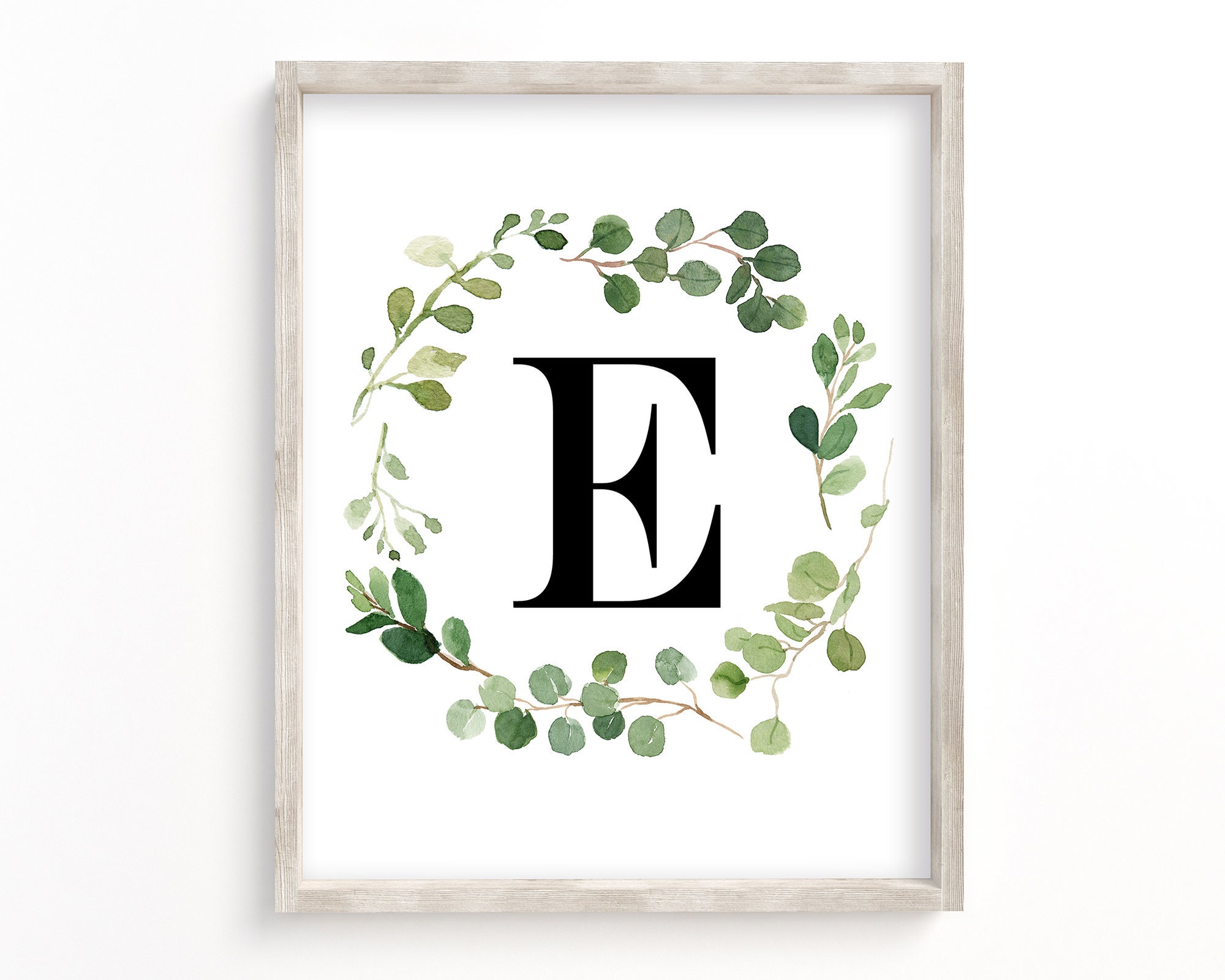 Letter E Monogram Printable Wall Art Watercolor Monogram Wall | Etsy