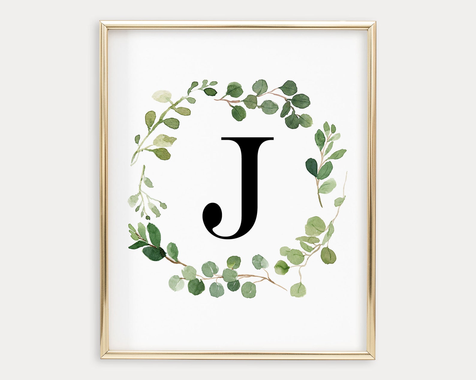 Letter J Print Monogram Printable Wall Art Watercolor | Etsy