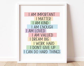 Rainbow Kids Affirmations Poster unframed, Digital, Printable - Etsy
