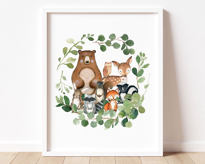 Watercolor Woodland Animal Print Nature Printable Wall Art - Etsy