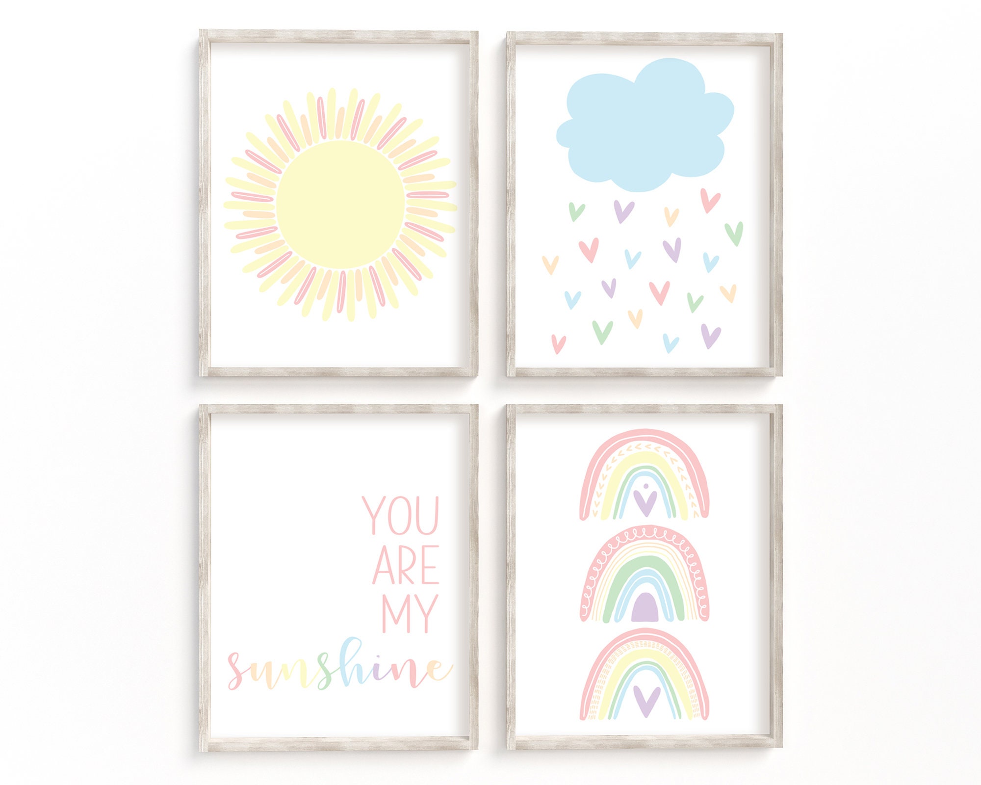 Pastel Rainbow You Are My Sunshine Printable Wall Art Sun | Etsy