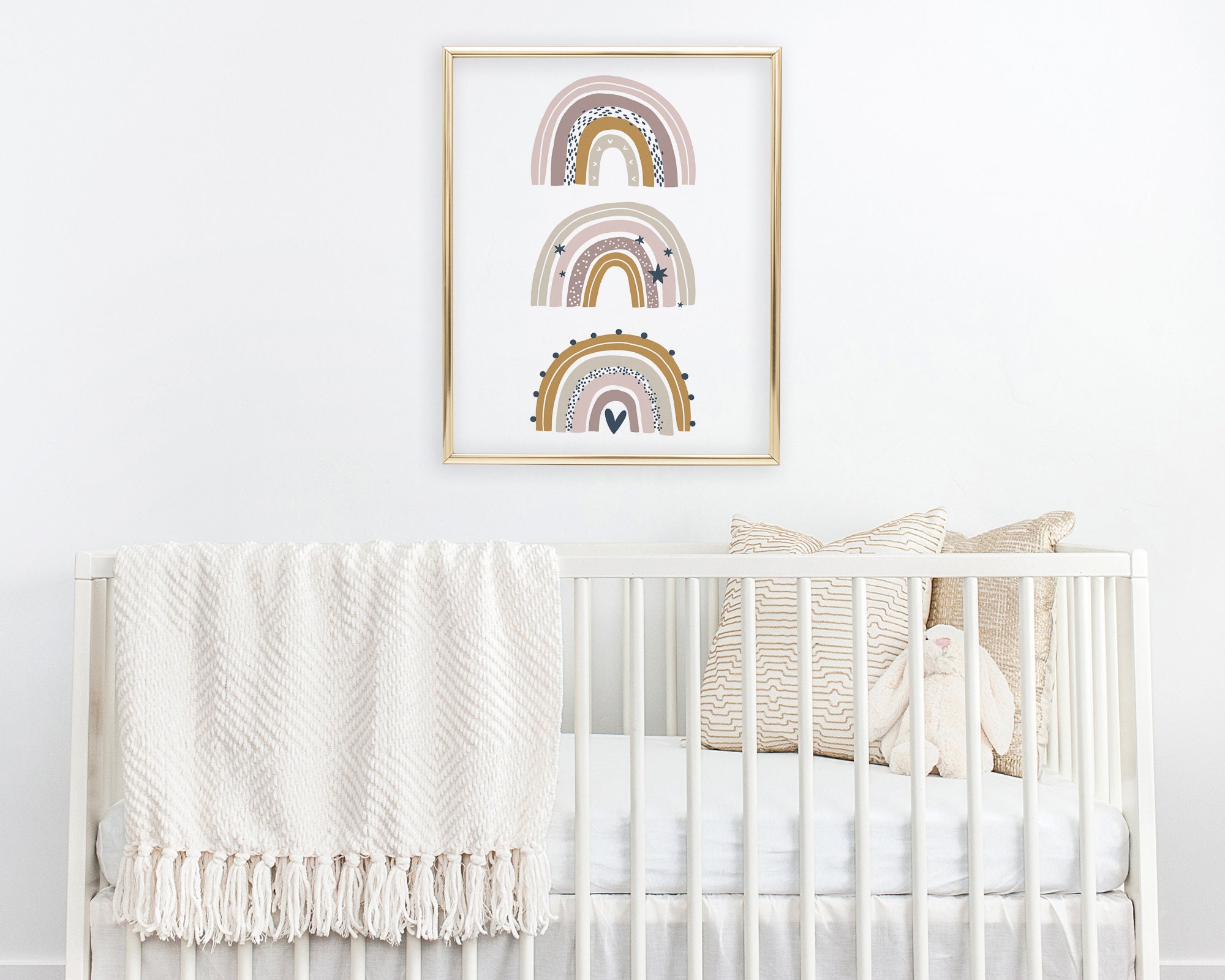 Muted Rainbow Print Neutral Rainbow Wall Art Printable Art | Etsy