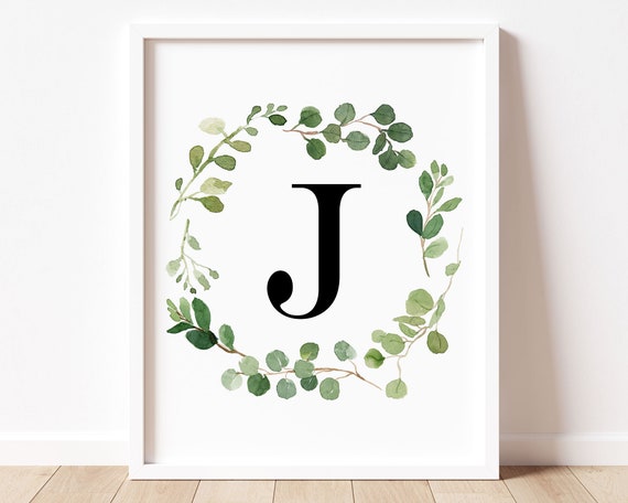 Letter J Print Monogram Printable Wall Art Watercolor - Etsy
