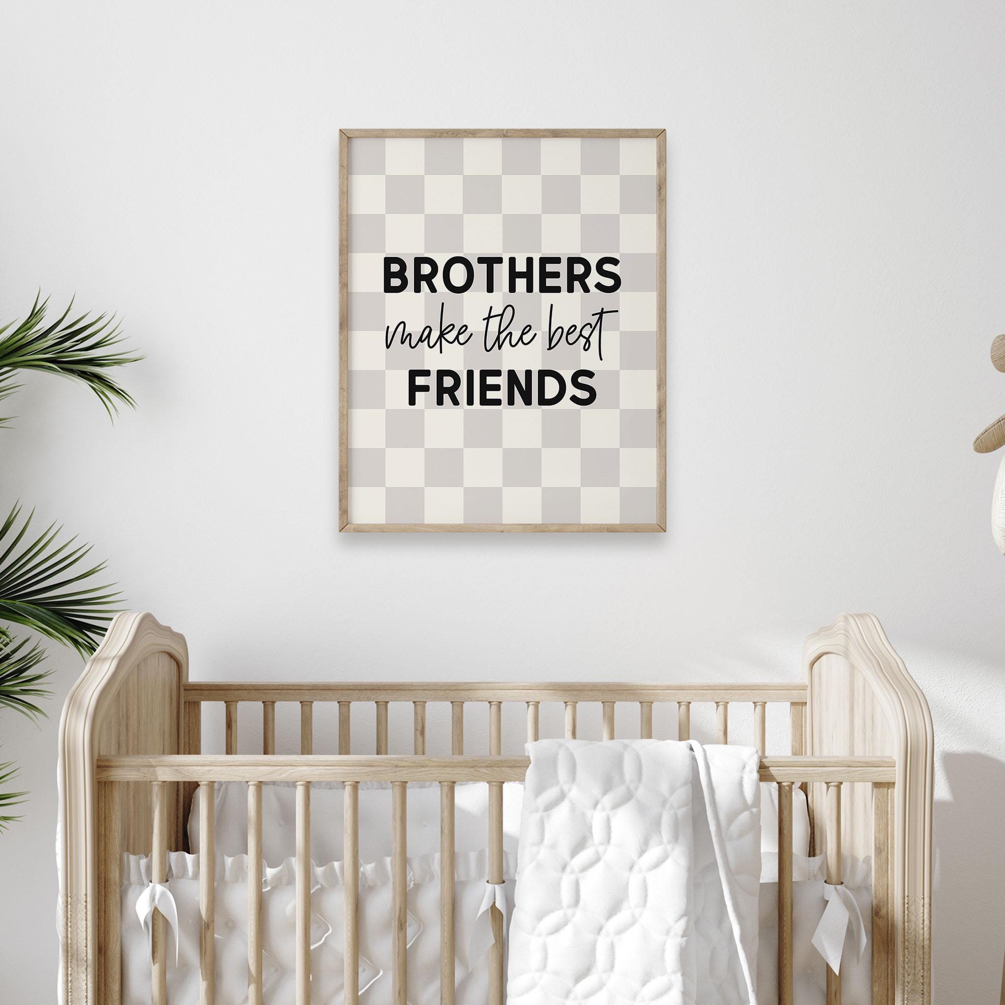 Brothers Make the Best Friends Printable Wall Art, Greige Retro ...