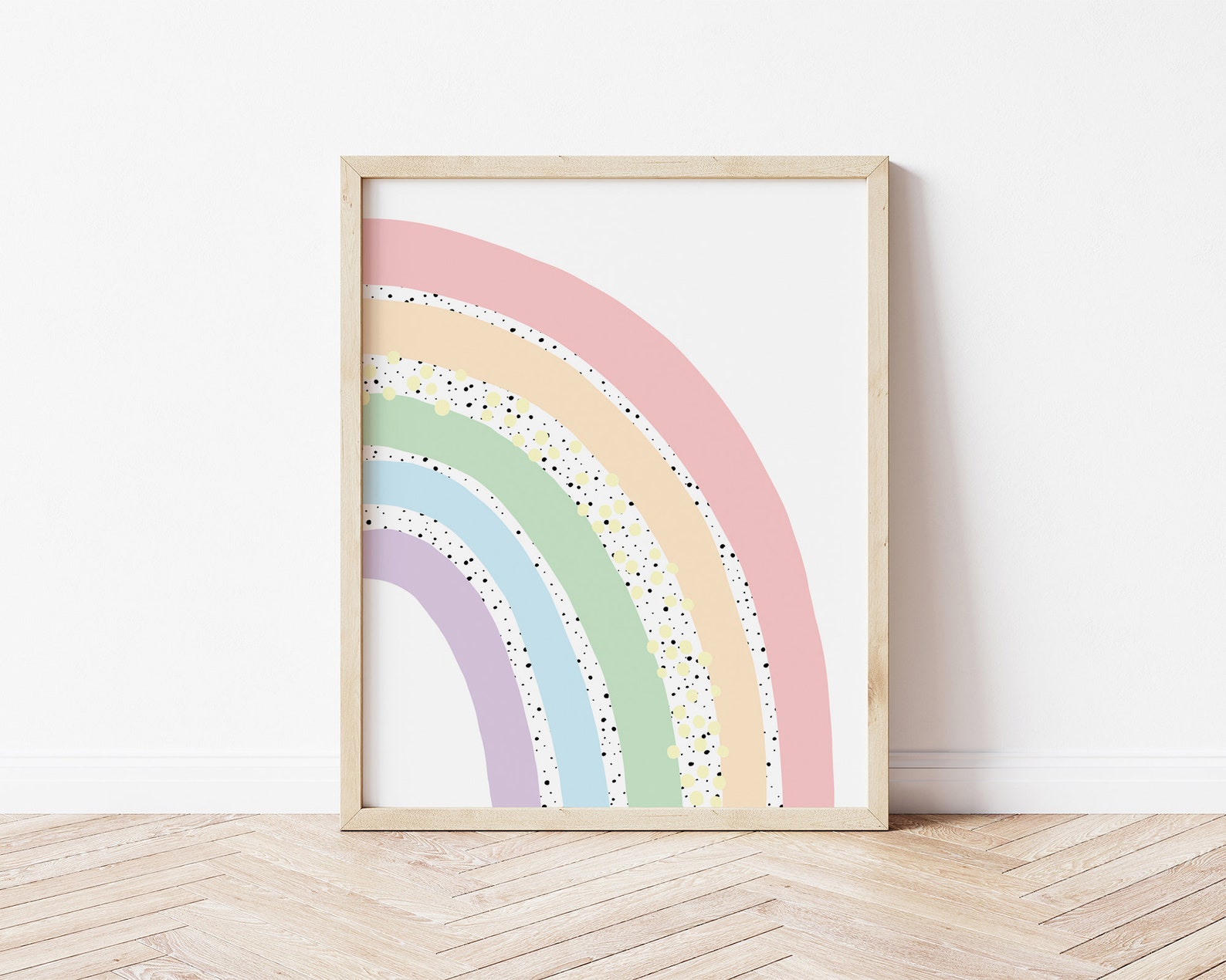 Pastel Rainbow Wall Art & Black Polka Dots Set of 2 Prints | Etsy