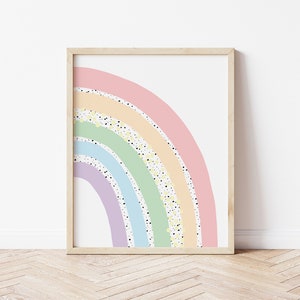 Pastel Rainbow Wall Art & Black Polka Dots Set of 2 Prints, Printable ...