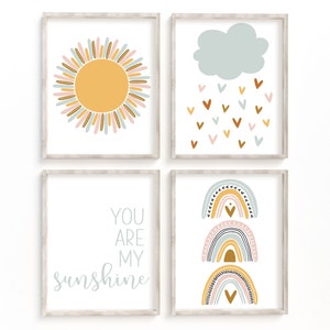 Pastel Rainbow You Are My Sunshine Printable Wall Art Sun - Etsy