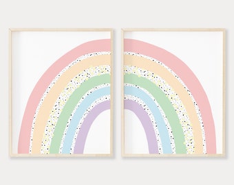 Pastel Rainbow Wall Art Set of 2 Prints Printable Wall Art | Etsy