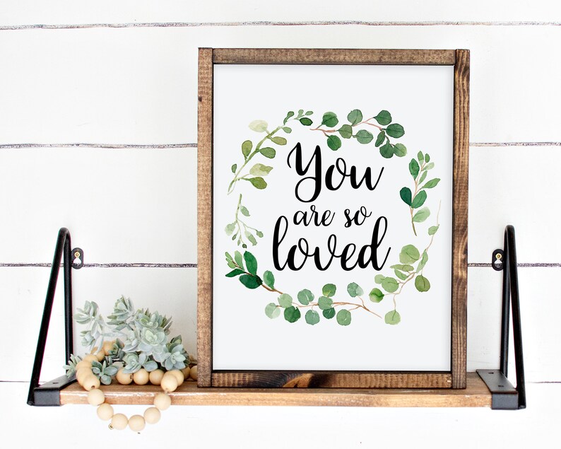 You Are so Loved Nursery Print Boho Greenery Wreath Printable | Etsy