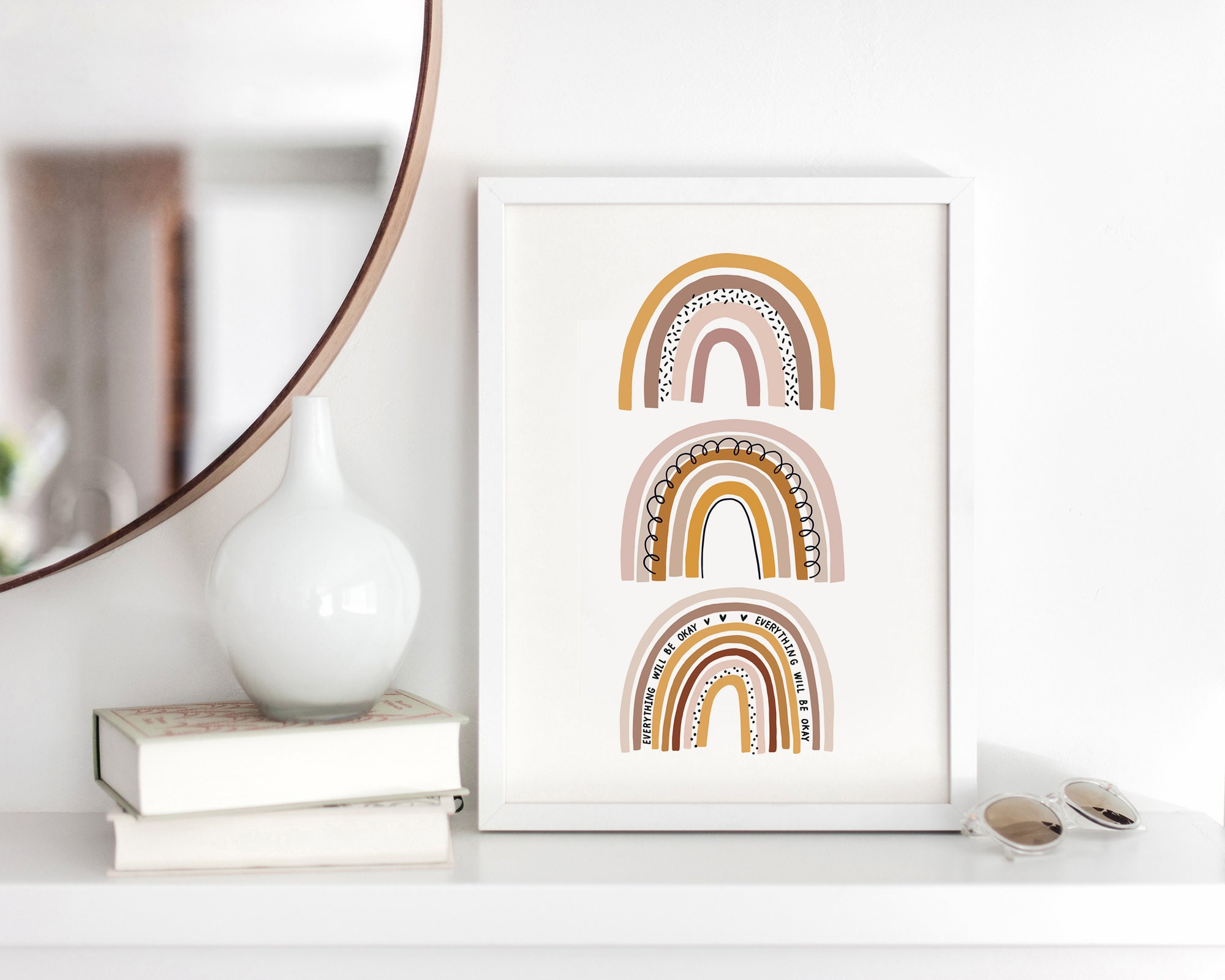 Earth Tone Rainbow Printable Wall Art Earth Tones Printable | Etsy