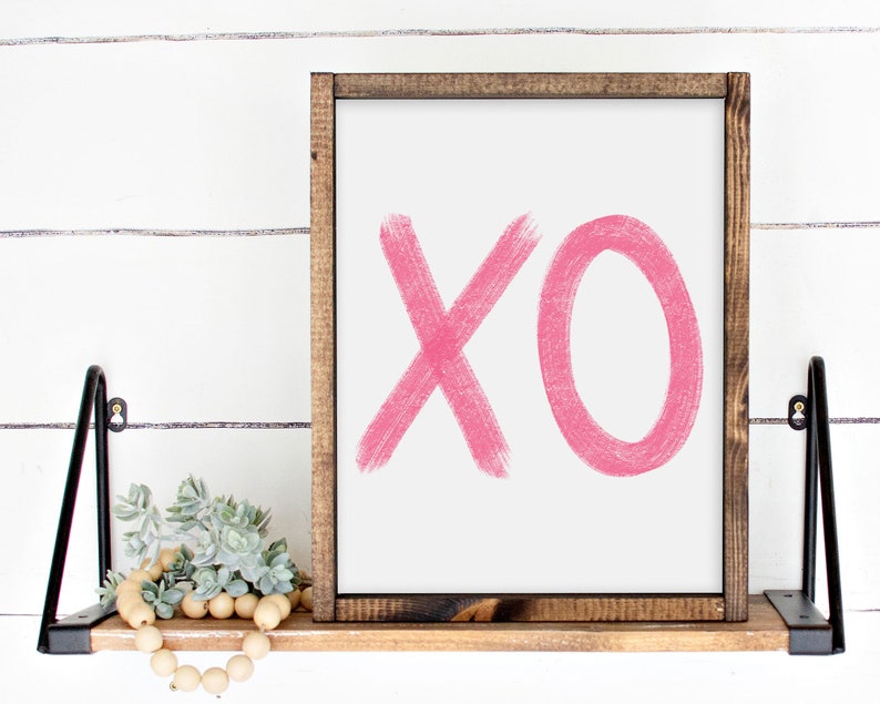 XO Printable Wall Art, Hugs and Kisses Valentine Printable Kids Room ...