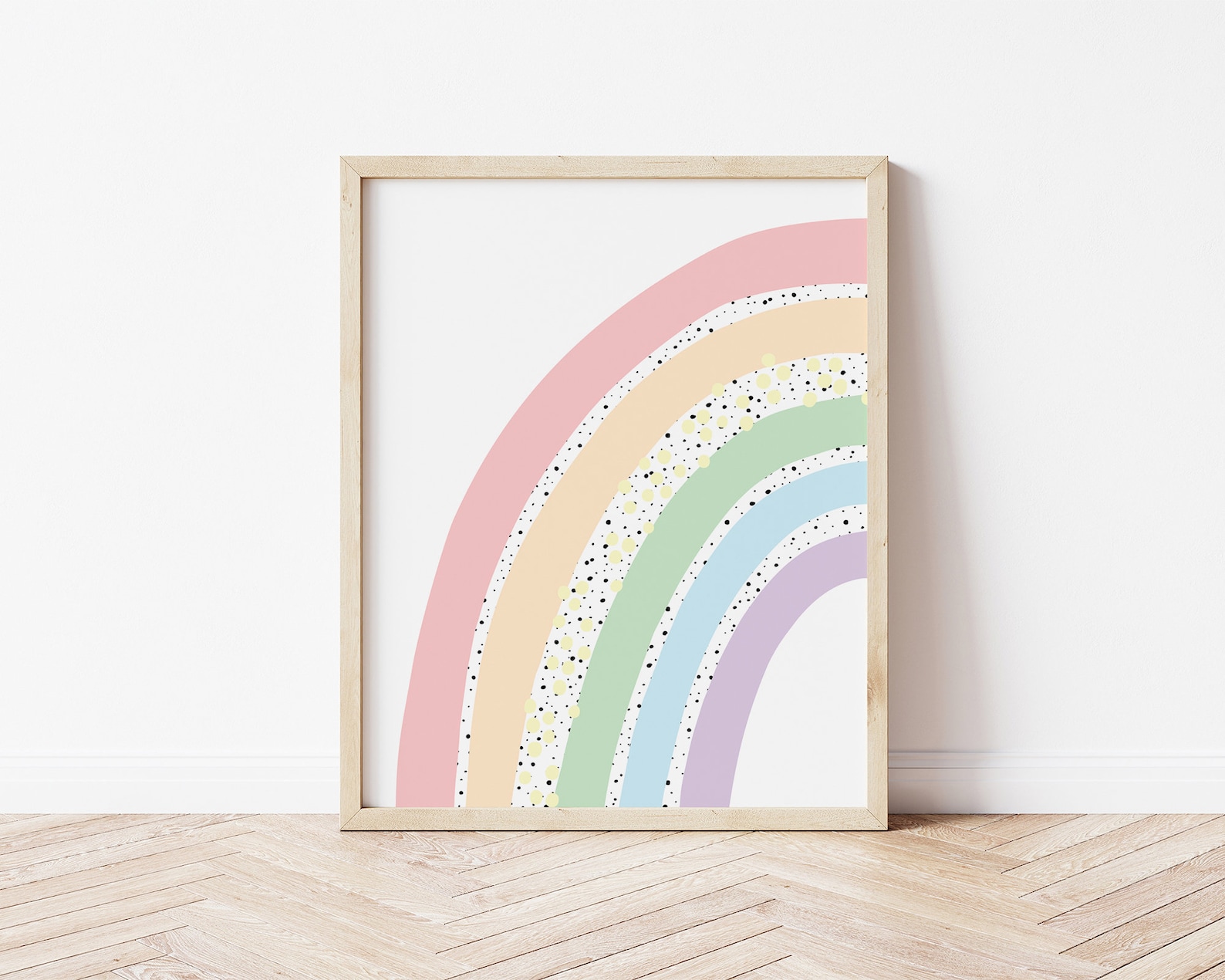 Pastel Rainbow Wall Art & Black Polka Dots Set of 2 Prints | Etsy
