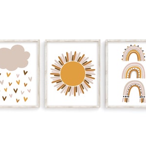 Earth Tone Rainbow Wall Art Set of 3 Printable Wall Art | Etsy