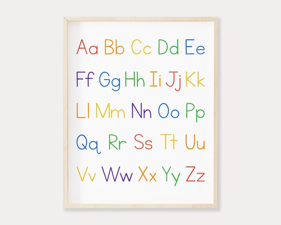 Rainbow Capital and Lowercase Alphabet Printable Wall Art ABC | Etsy