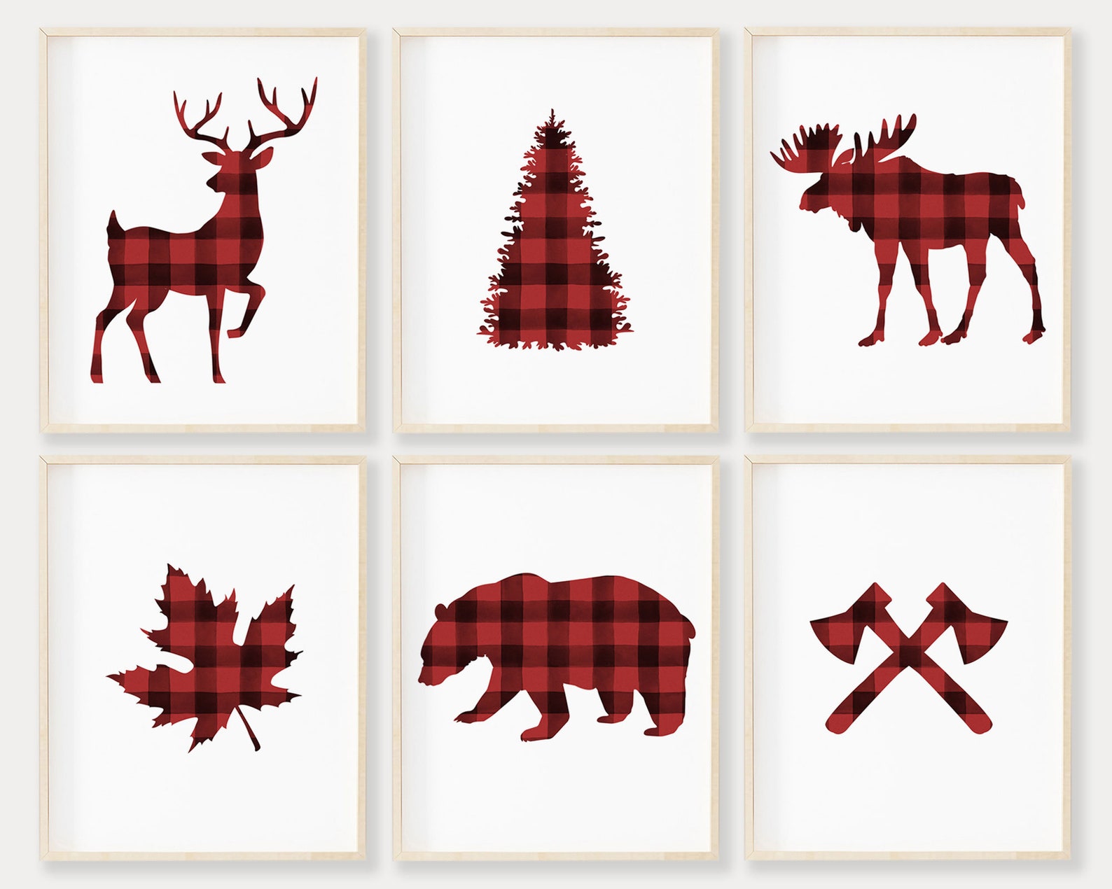 Buffalo Plaid Nursery Decor Printable Wall Art Set of 6 | Etsy