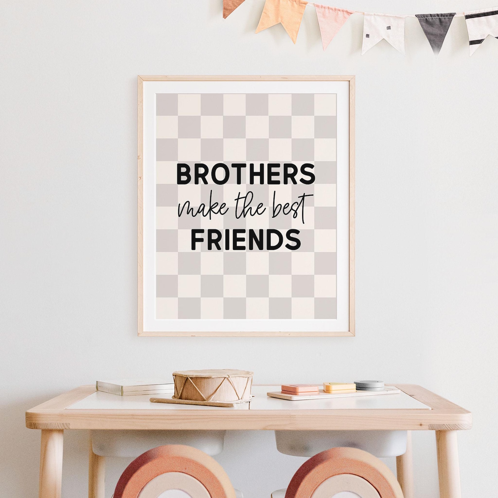 Brothers Make the Best Friends Printable Wall Art, Greige Retro ...