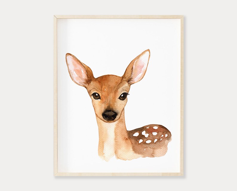 Watercolor Fawn Print Deer Printable Wall Art Forest Animal | Etsy