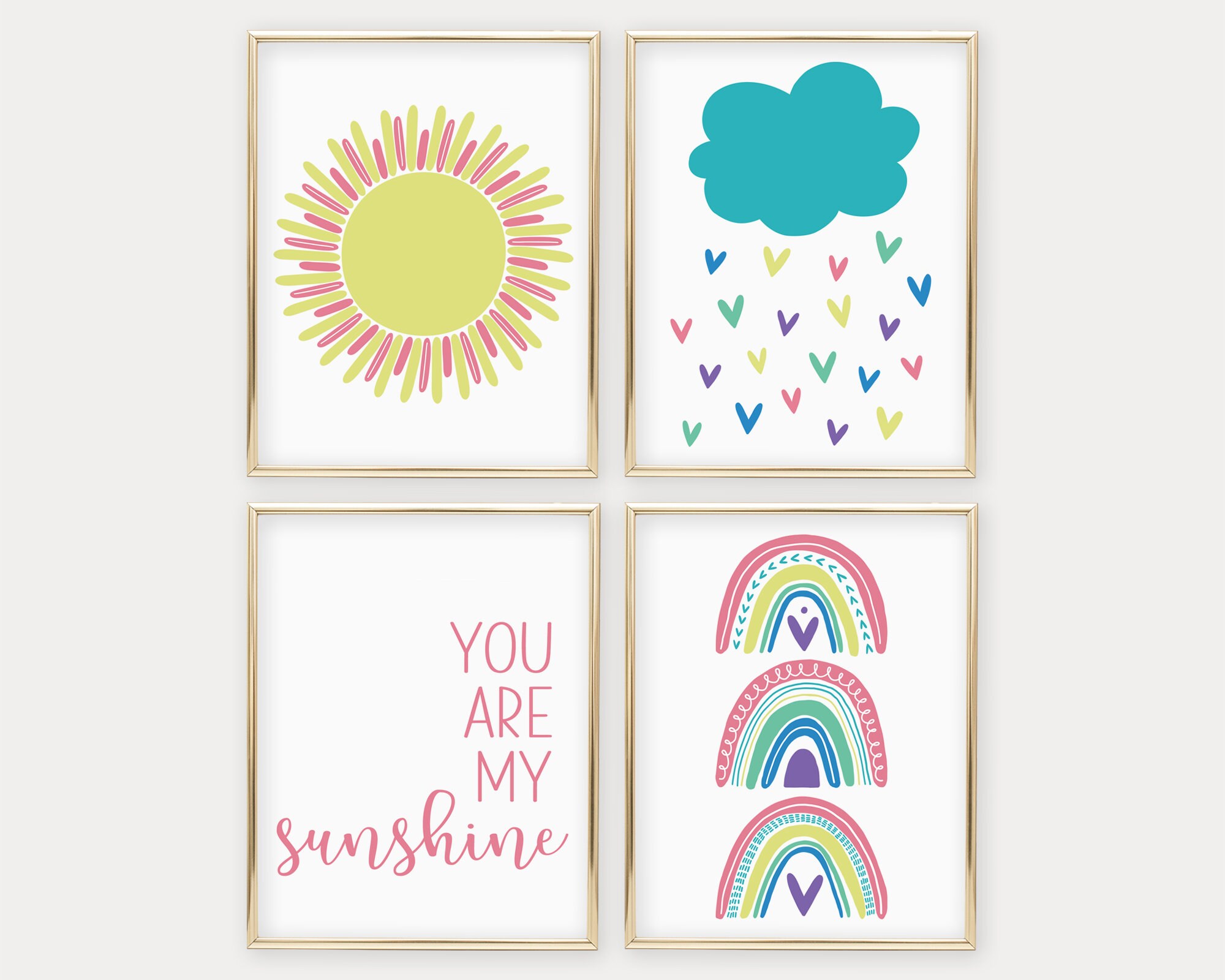 Bright Rainbow You Are My Sunshine Printable Wall Art Cloud | Etsy