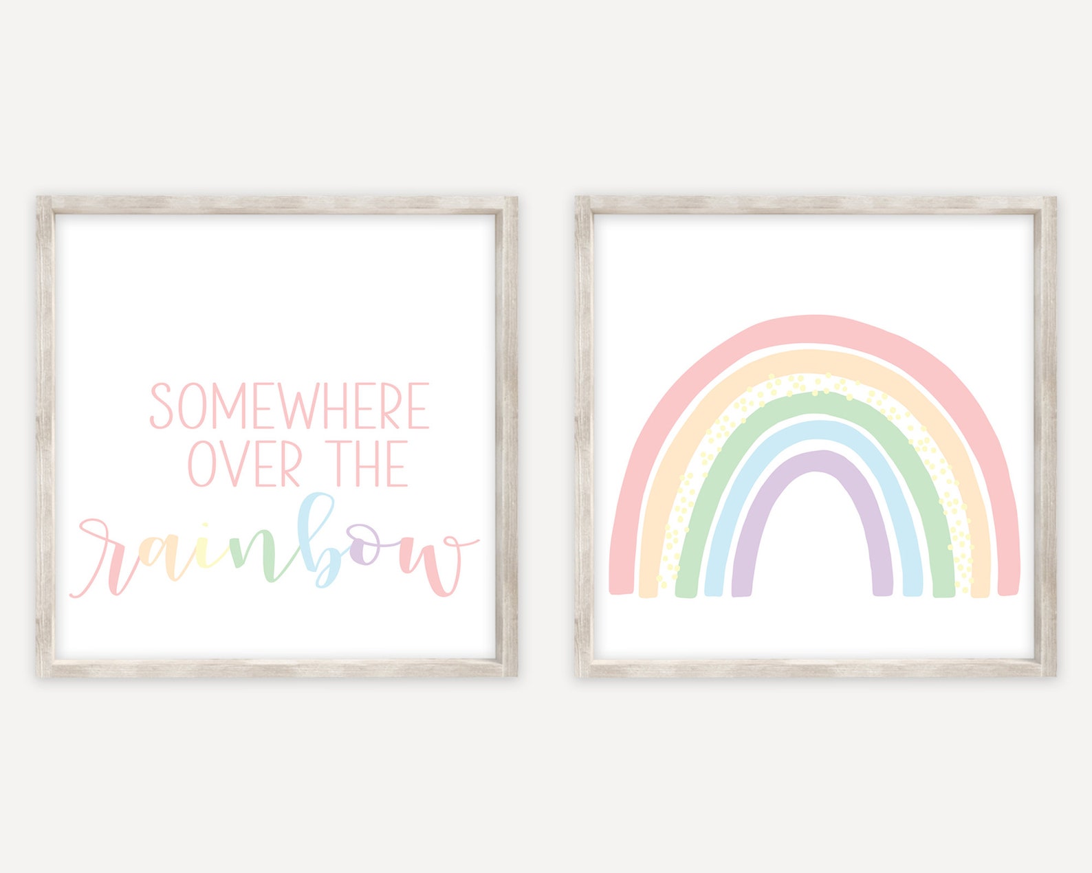 Somewhere Over the Rainbow Wall Art SQUARE Pastel Rainbow | Etsy