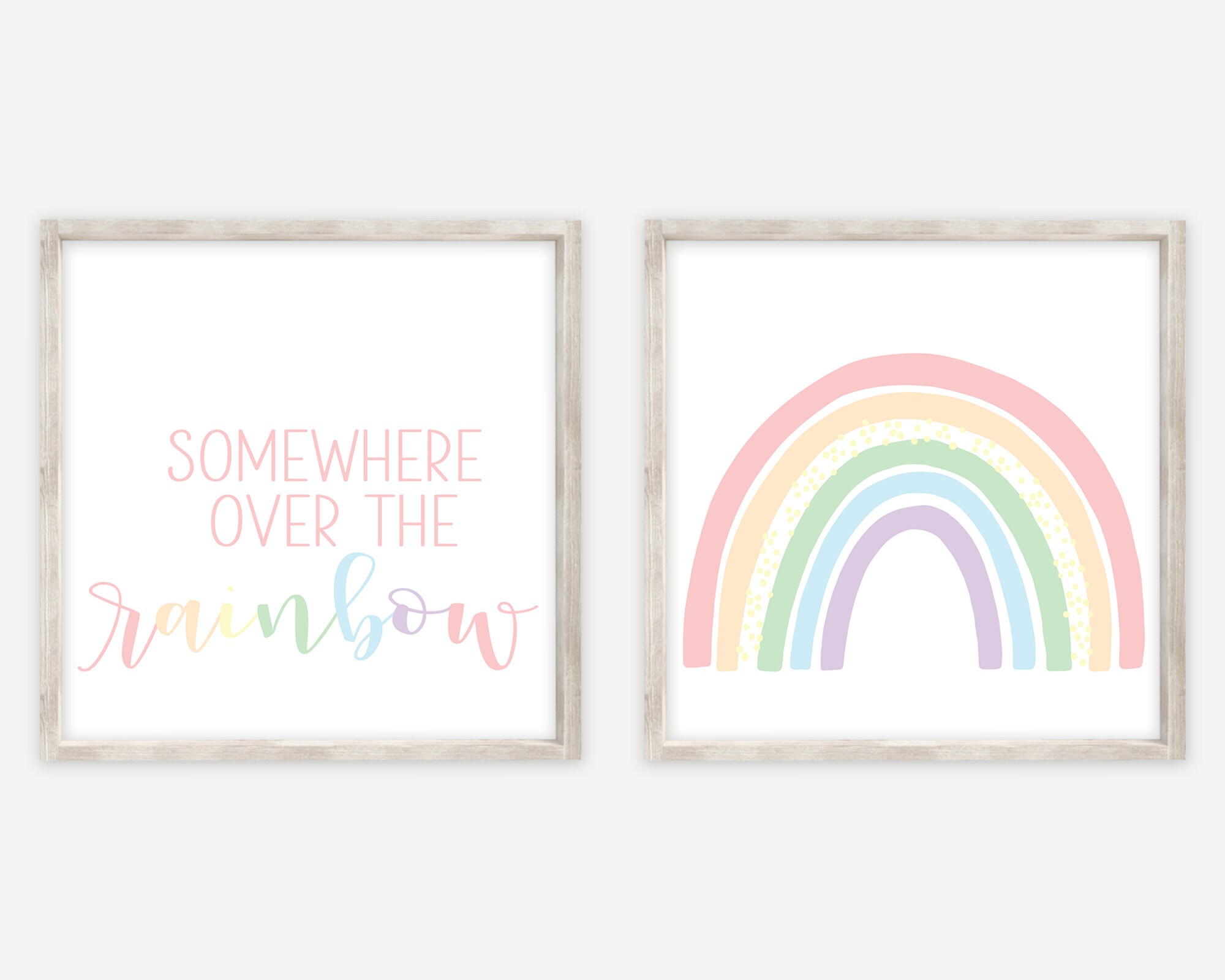 Somewhere Over the Rainbow Wall Art SQUARE Pastel Rainbow | Etsy