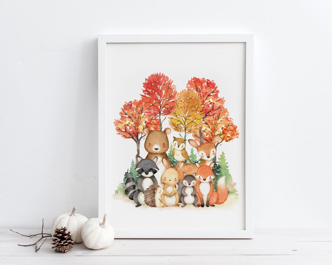Watercolor Autumn Tree Fall Printable Wall Art, Fall Woodland Decor ...