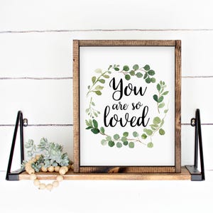 You Are so Loved Nursery Print, Boho Greenery Wreath Printable Wall Art ...