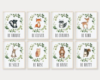 Watercolor Woodland Nursery Decor Printable Wall Art | Etsy