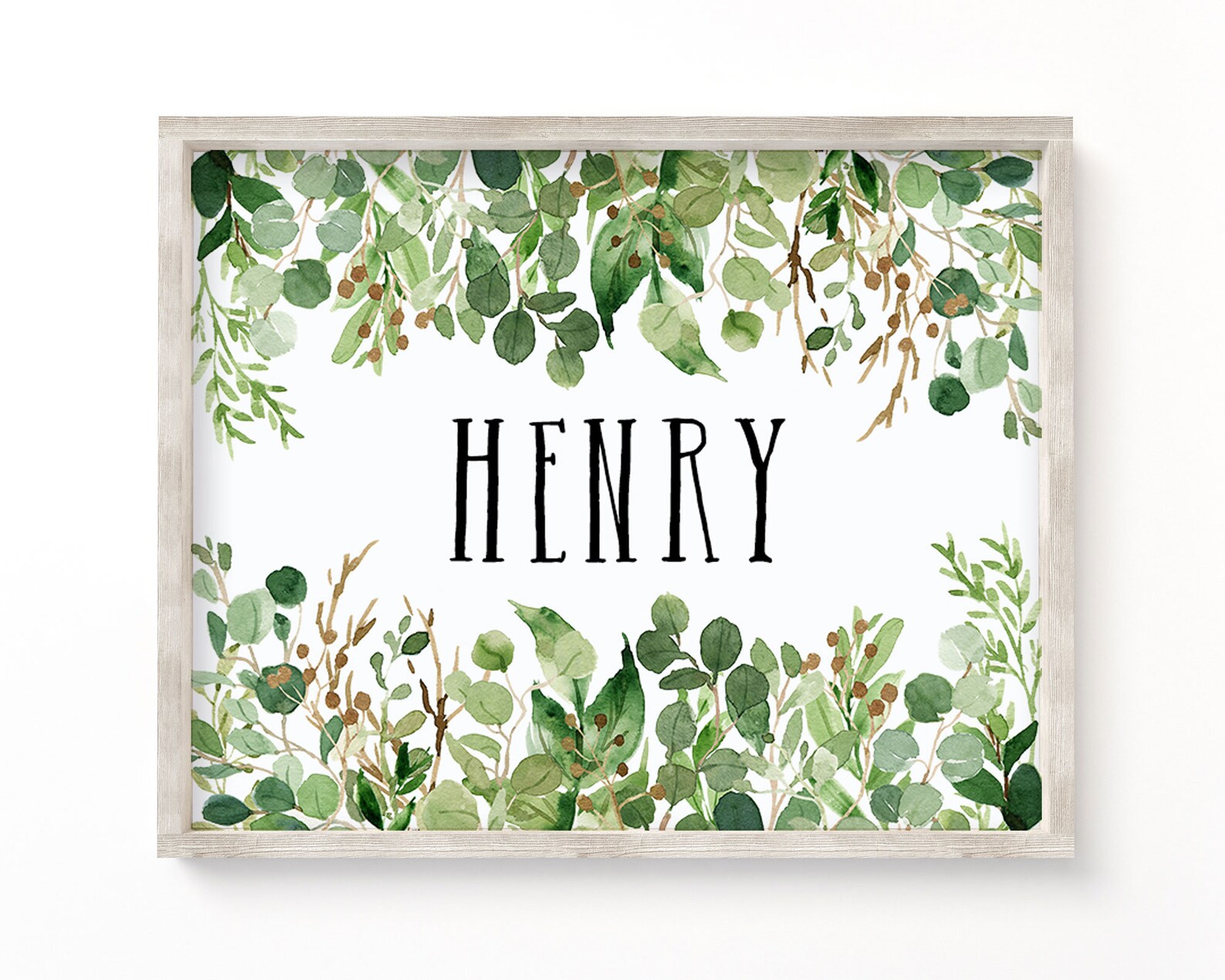 Printable Baby Name Print Greenery Nursery Decor Name Sign - Etsy