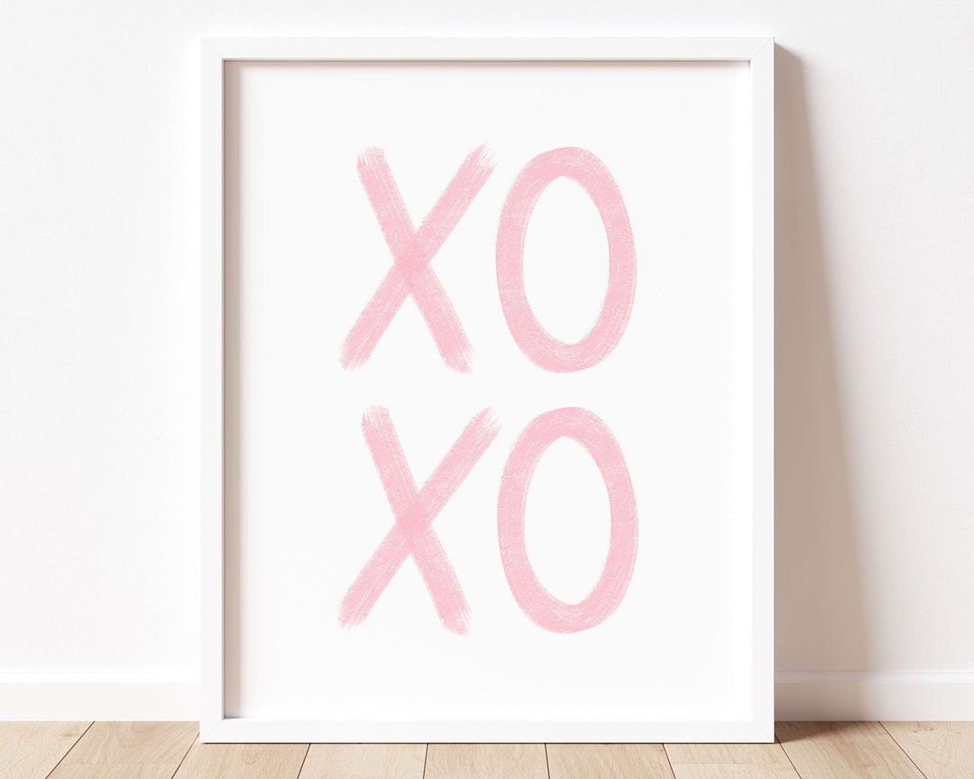 Soft Pink XOXO Printable Art, Pastel Teen Girl Room Decor, Kids Hugs and Kisses Valentines Day ...