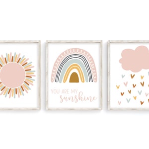Pastel Rainbow You Are My Sunshine Printable Wall Art, Sun Print, Cloud ...