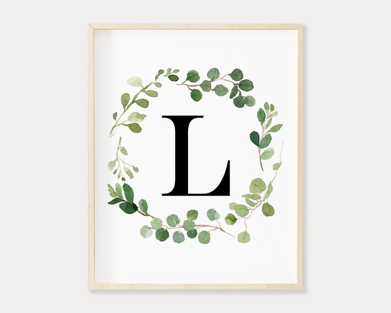 Letter L Print Monogram Printable Wall Art Watercolor | Etsy