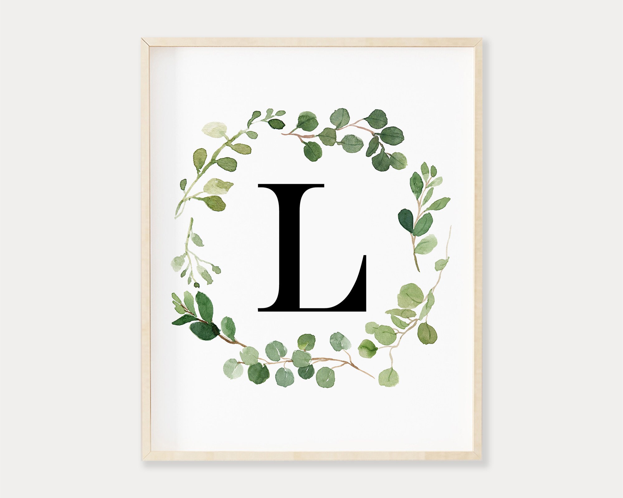 Letter L Print Monogram Printable Wall Art Watercolor | Etsy