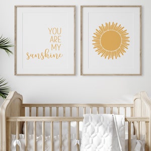 Yellow Sun and You Are My Sunshine Wall Art Printable, Boho Sunshine ...