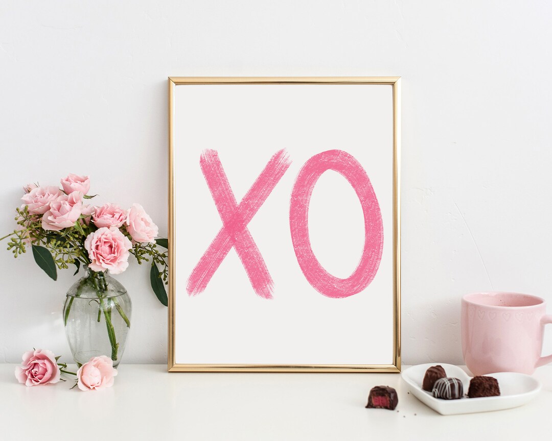 XO Printable Wall Art, Hugs and Kisses Valentine Printable Kids Room ...