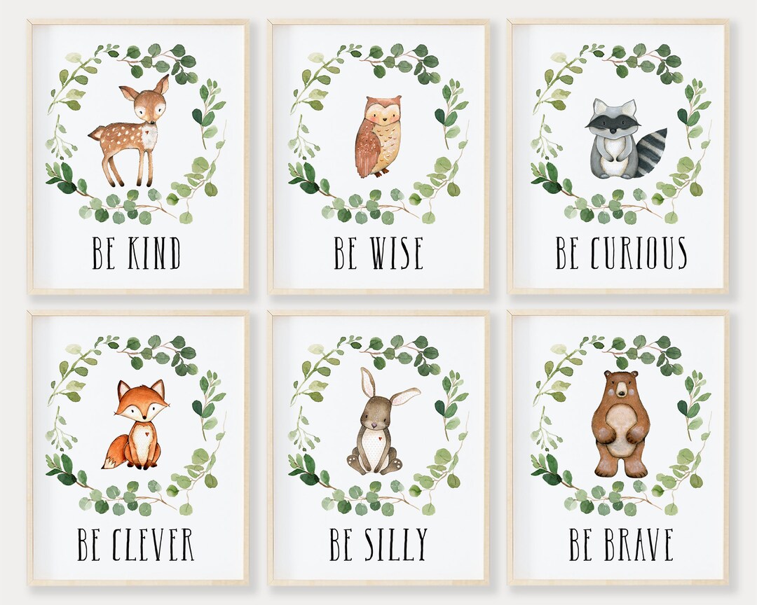 Baby Boy Woodland Nursery Decor, Be Brave Printable Wall Art, Woodland ...