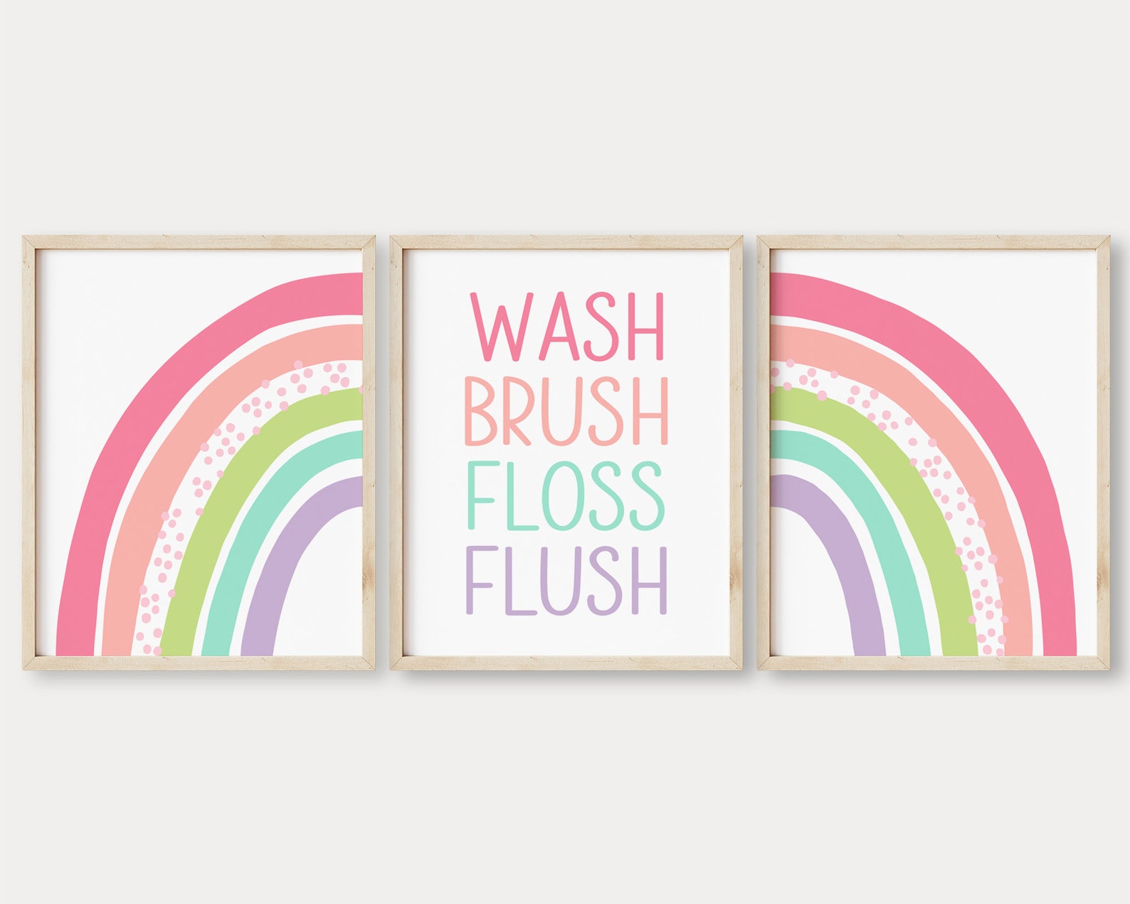 Bright Pastel Wash Brush Floss Flush Split Rainbow Printable Wall Art ...