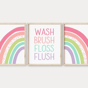 Bright Pastel Wash Brush Floss Flush Split Rainbow Printable Wall Art ...
