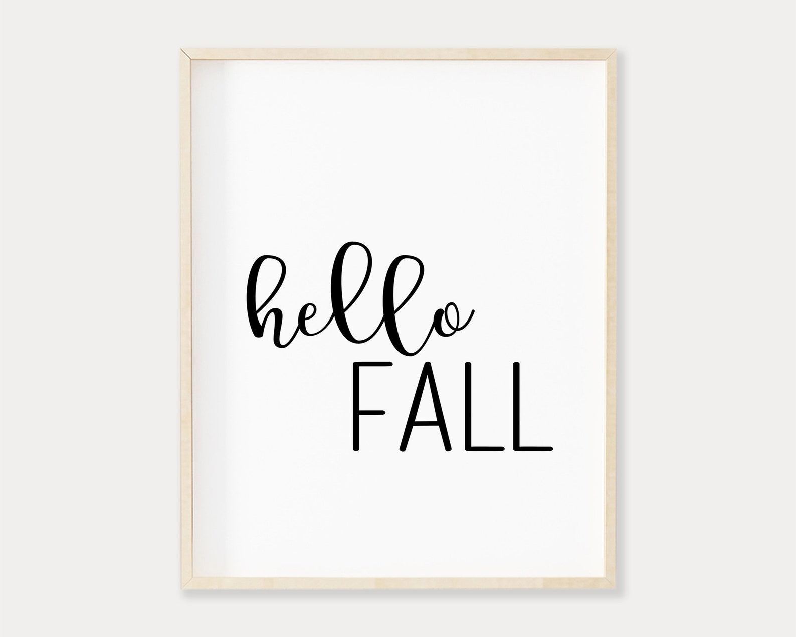 Hello Fall Sign Fall Printable Wall Art Black and White Fall | Etsy