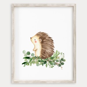 Watercolor Hedgehog Printable Wall Art, Baby Boy Woodland Creatures ...