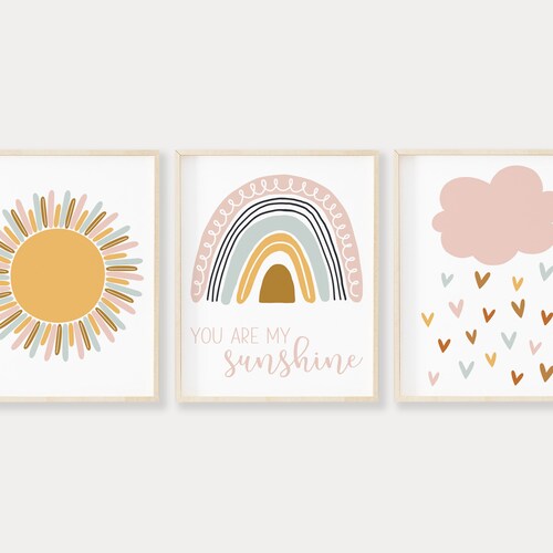 Pastel Rainbow You Are My Sunshine Printable Wall Art Sun - Etsy