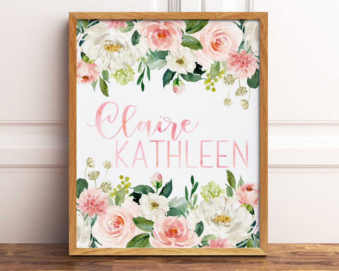 Personalized Girls Name Printable Wall Art, Baby Name Art, Custom Name ...
