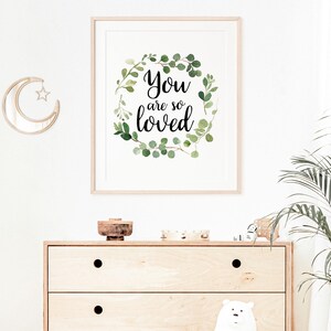 You Are so Loved Nursery Print, Boho Greenery Wreath Printable Wall Art ...