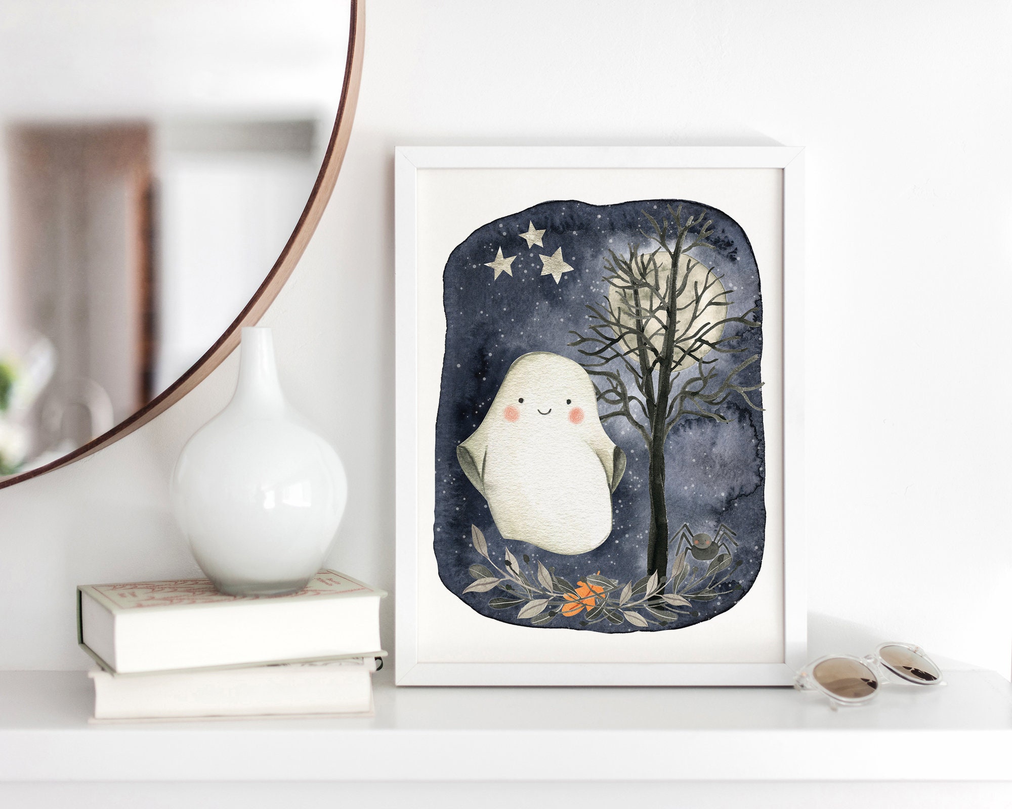 Cute Ghost Print, Halloween Printable Wall Art, Halloween Printable ...